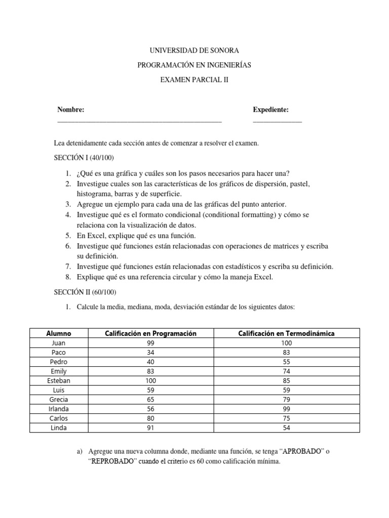 Examen Parcial II: Programación en Ingenierías | PDF | Gases | Argón