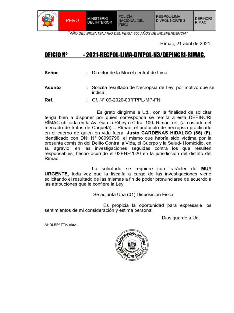 5.oficio Morgue | PDF | Perú | Lima