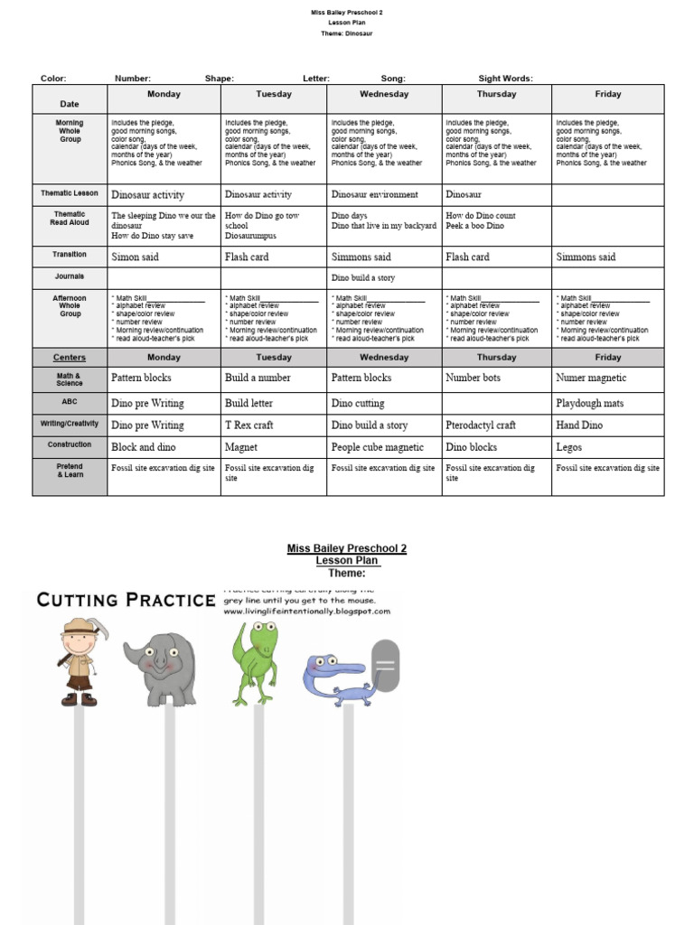 1 Pre-K Lesson Plan Dino | Download Free PDF | Phonics | Learning