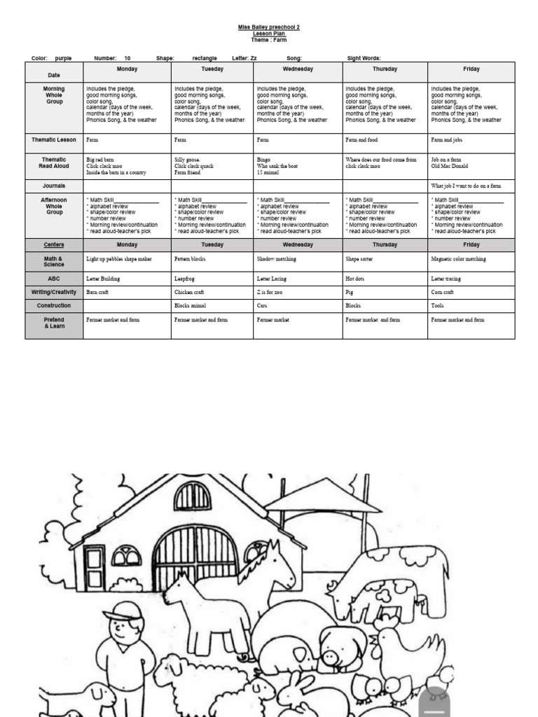 1 Pre-K Lesson Plan Farm | PDF | Phonics | Written Communication