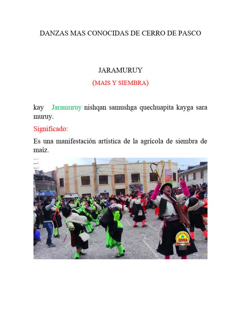 10 DANZAS MAS CONOCIDAS DE CERRO DE PASCO | PDF