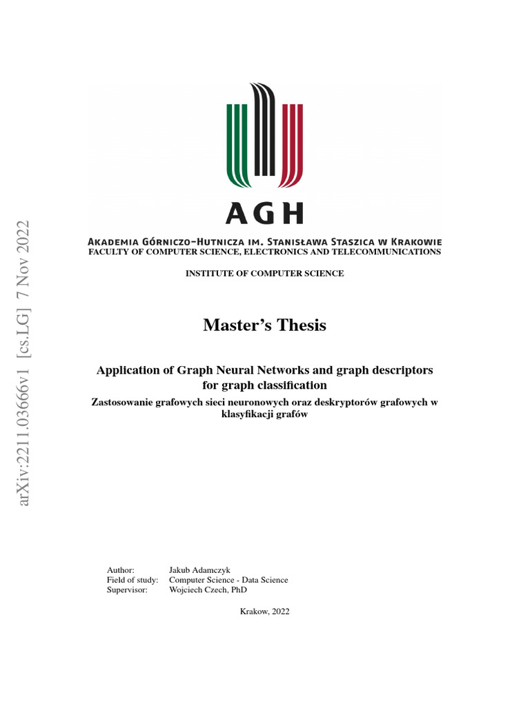 Thesis Master 2022 Application of Gnn for Graph Classification | PDF ...