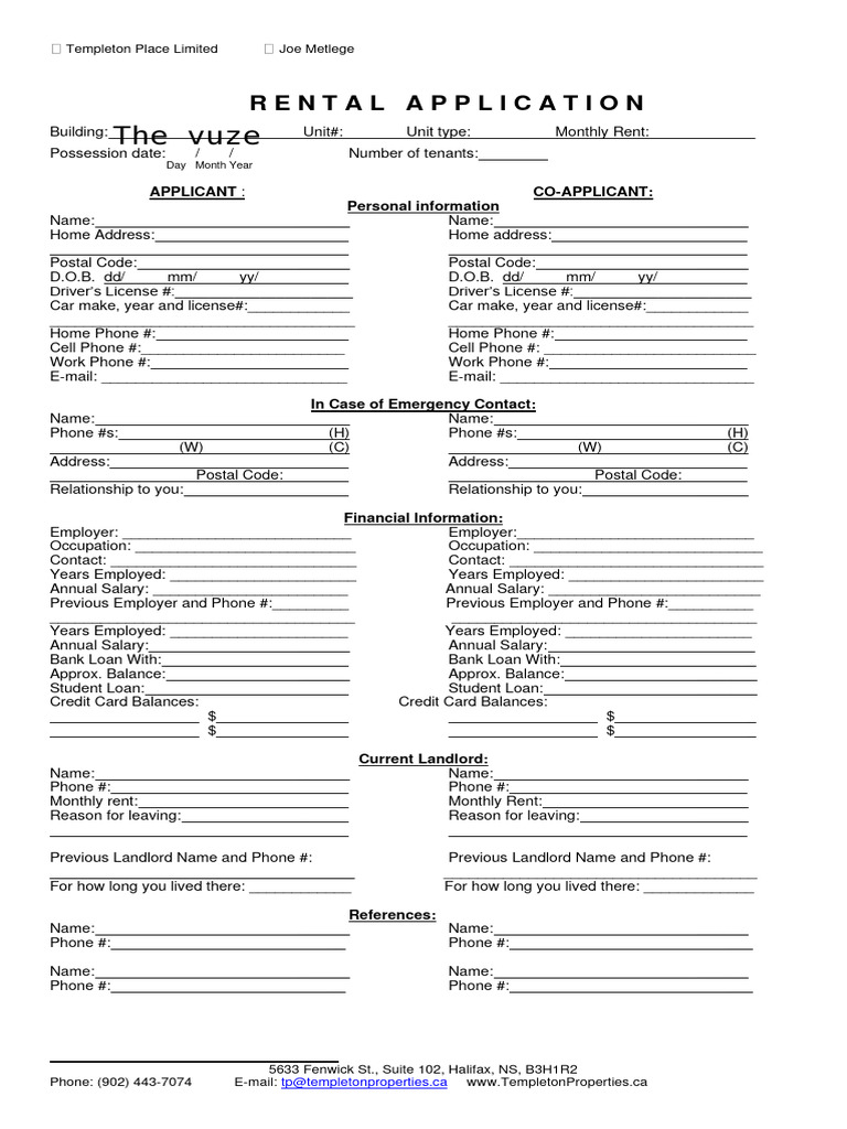 Blank Rental Application | PDF | Lease | Leasehold Estate