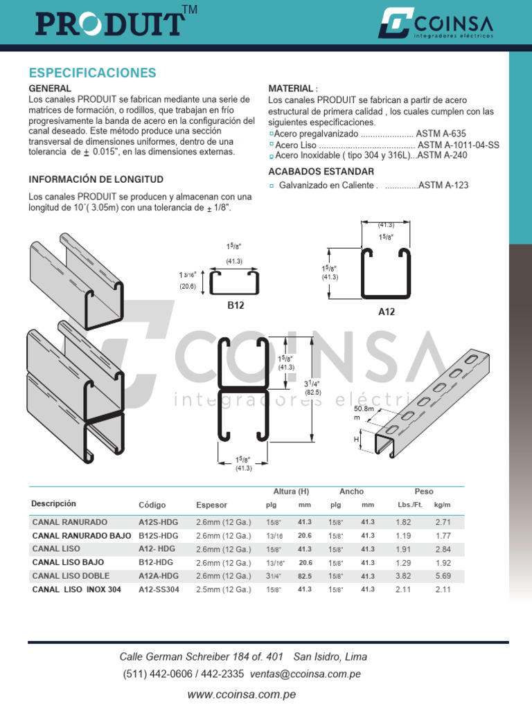 Canal Produit | Descargar gratis PDF | Materiales | Rieles