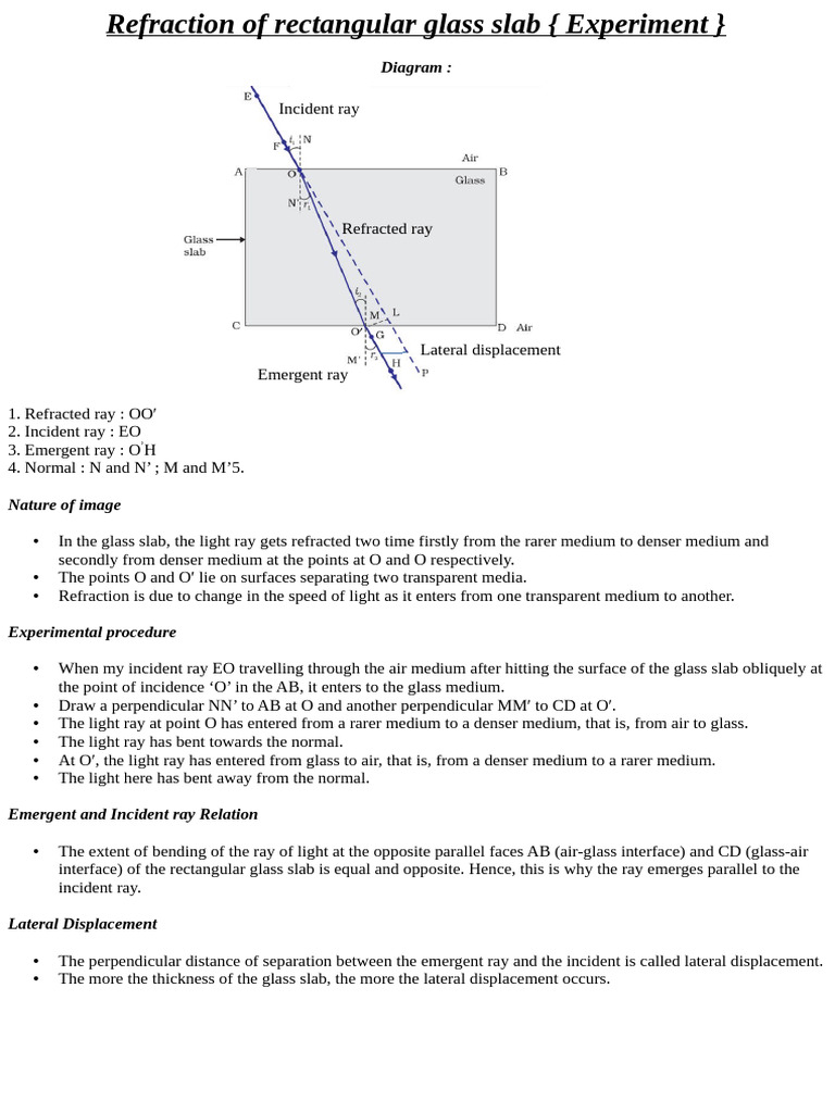 Glass Slab Experiment | PDF