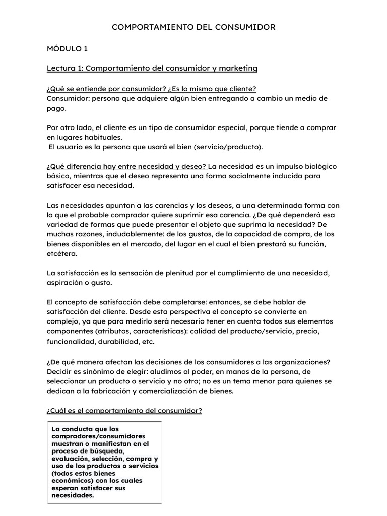 ffMÓDULO 1 y 2 | PDF | Comportamiento | Comportamiento del consumidor