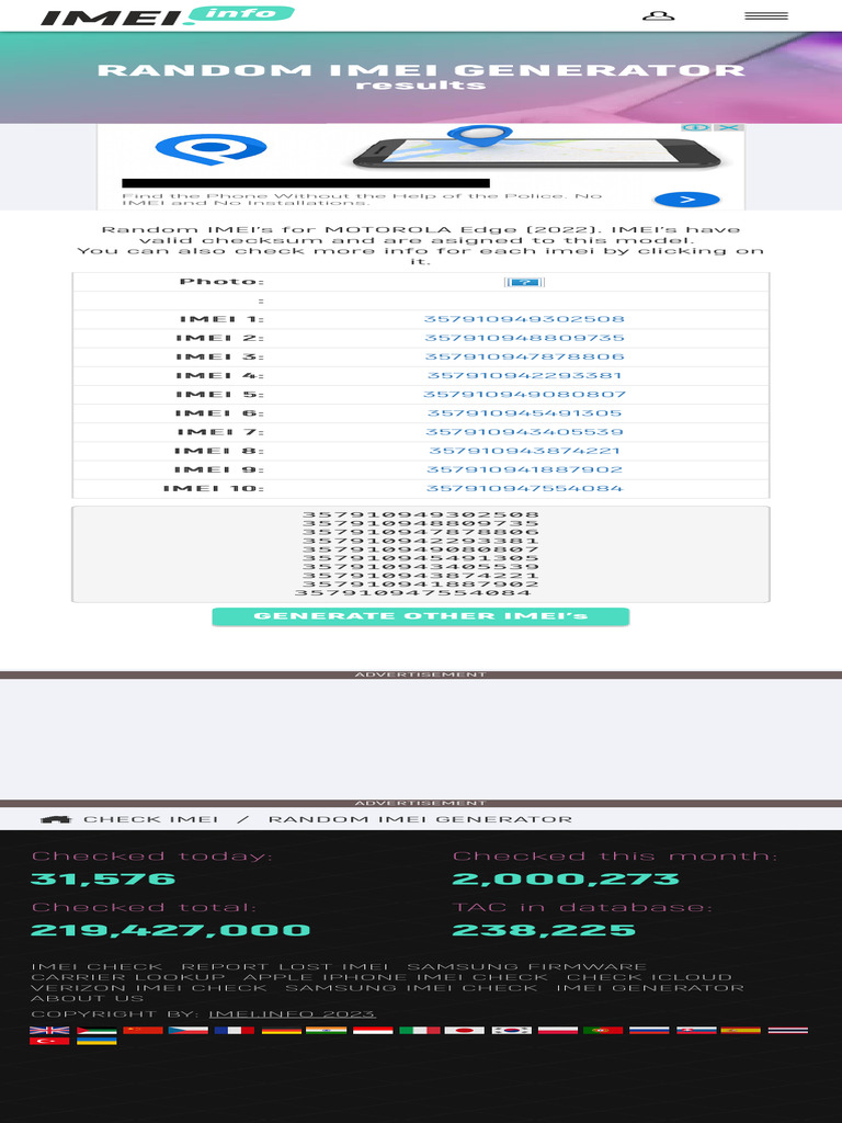 Random Imei Generator - IMEI - Info | PDF