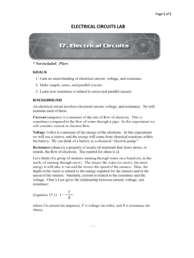 Electrical Circuits Lab Handout-1''''''' | PDF | Series And Parallel ...