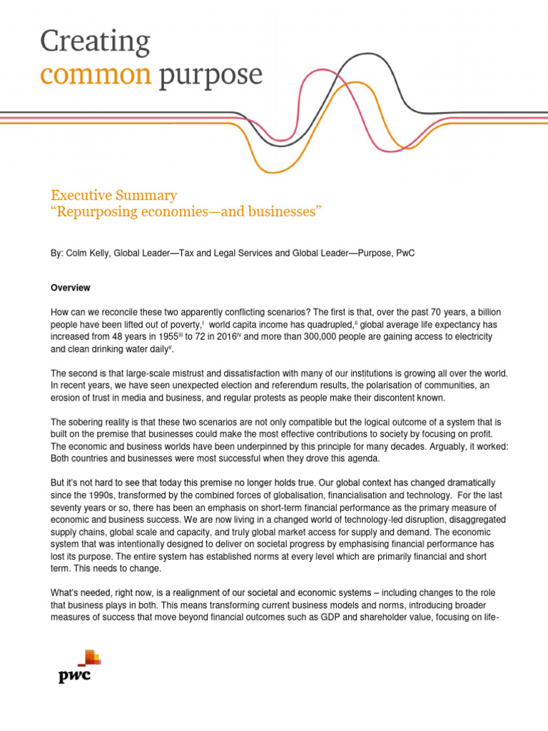 PWC - Creating Common Purpose - ES | PDF | Governance | Sustainability