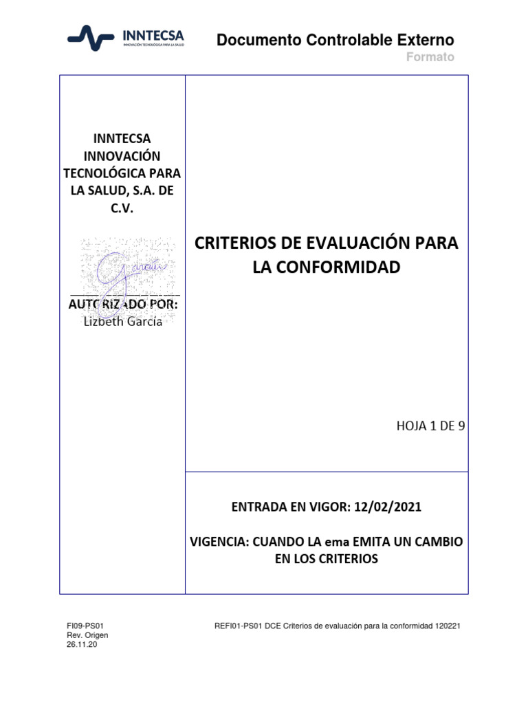 REFI01-PS01 DCE Criterios de Evaluación para La Conformidad 120221 ...