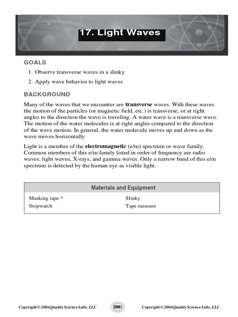 Light Waves Lab Handout | Download Free PDF | Waves | Electromagnetic ... Light Waves Lab Handout | Download Free PDF | Waves | Electromagnetic ...