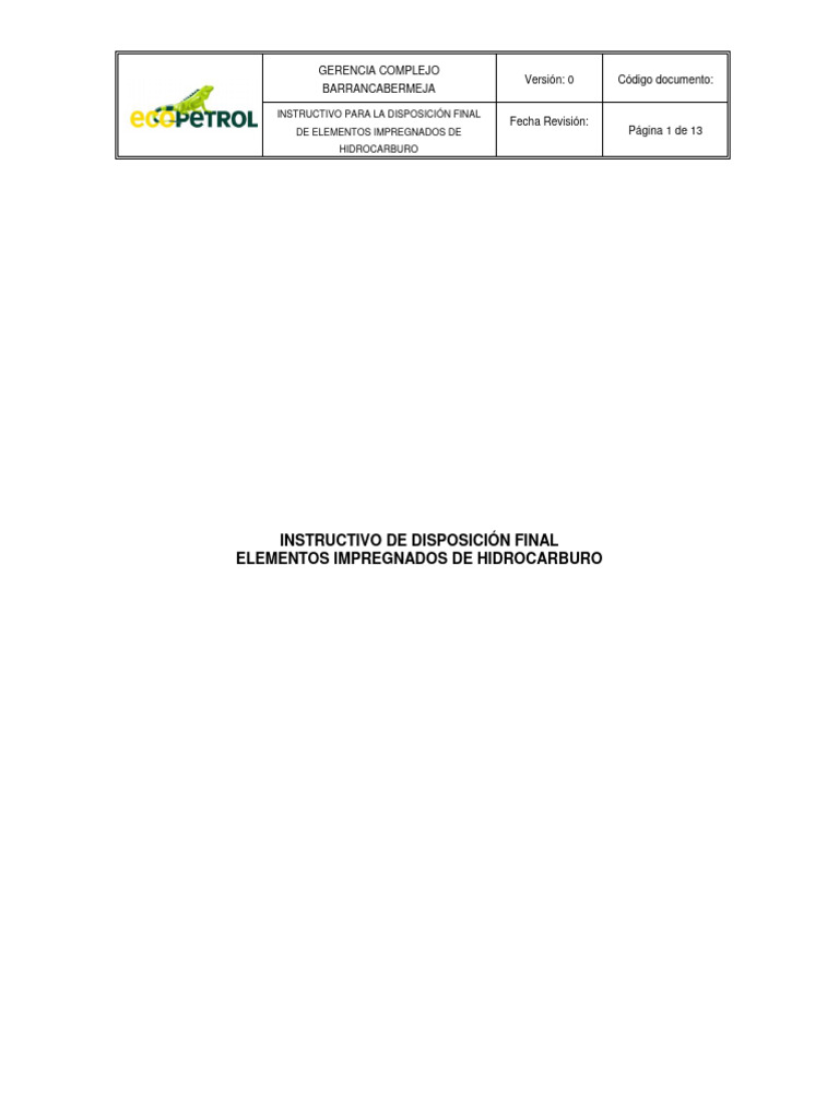 Anexo 43 Instruc Elementos Impregnados De Hidrocarburo Pdf