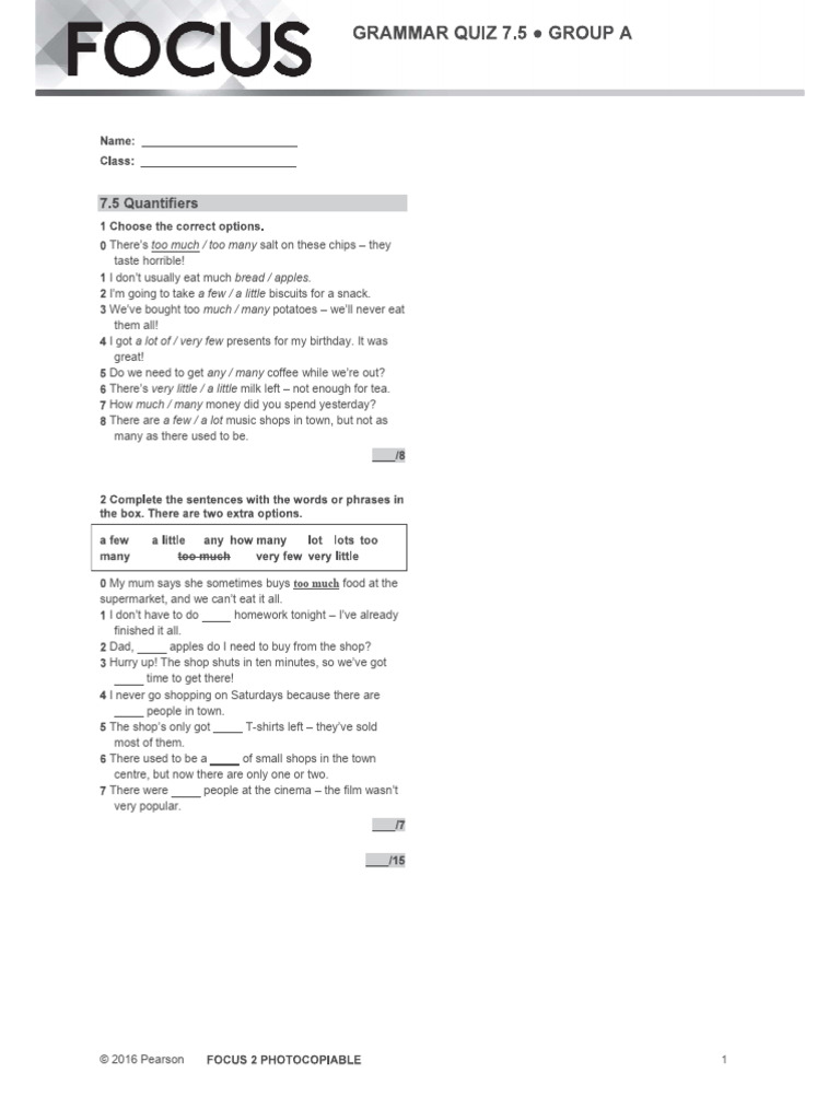 Grammar Unit 7.5 | PDF