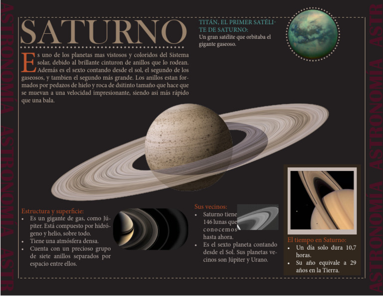 Características de Saturno y sus Lunas | PDF | Saturno | Planetas