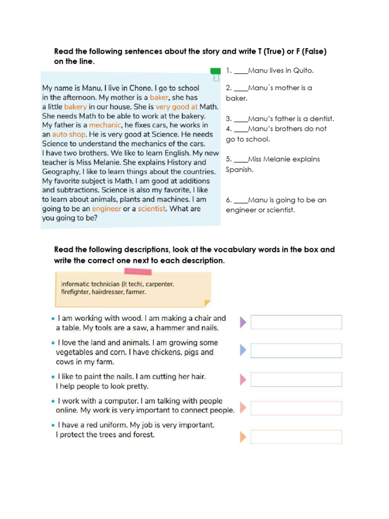 Reading Professions | PDF