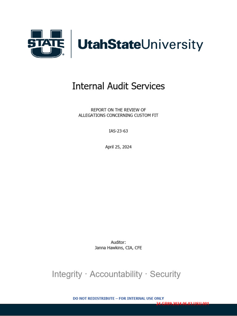 USU Eastern Audit | PDF | Internal Audit | Payroll Tax