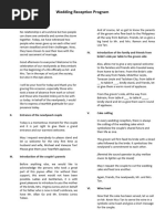 Reception Program Flow | PDF | Bride | Wedding