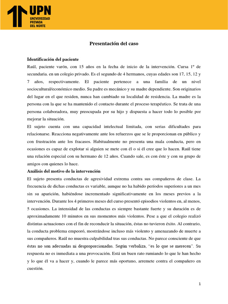 LECTURA S2 - Caso Raúl | PDF | Comportamiento | Agresión