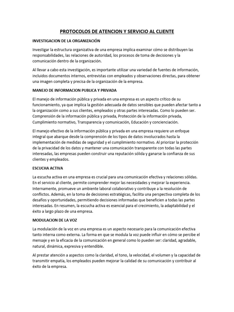 Protocolos de Atencion y Servicio Al Cliente | PDF | Business | Comunicación
