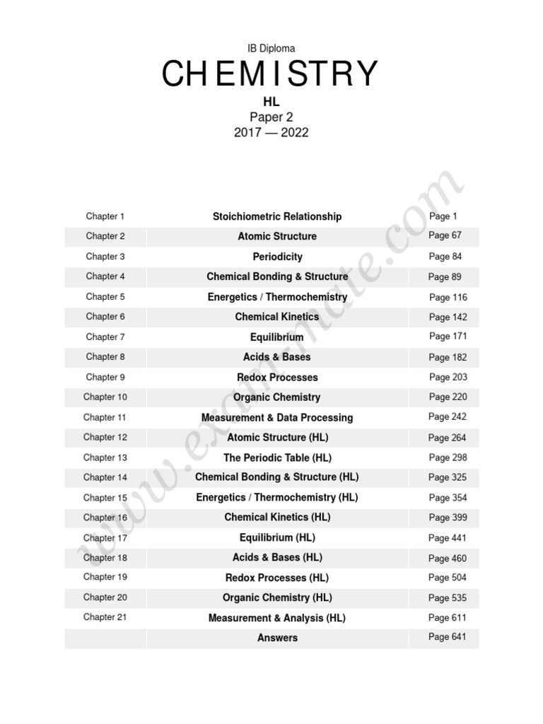 Chemistry HL p2 | PDF | Chemistry | Natural Sciences