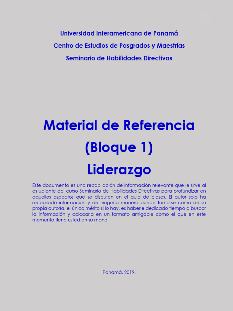 Material de Referencia (Bloque 1) Liderazgo | PDF | Liderazgo | Poder ...
