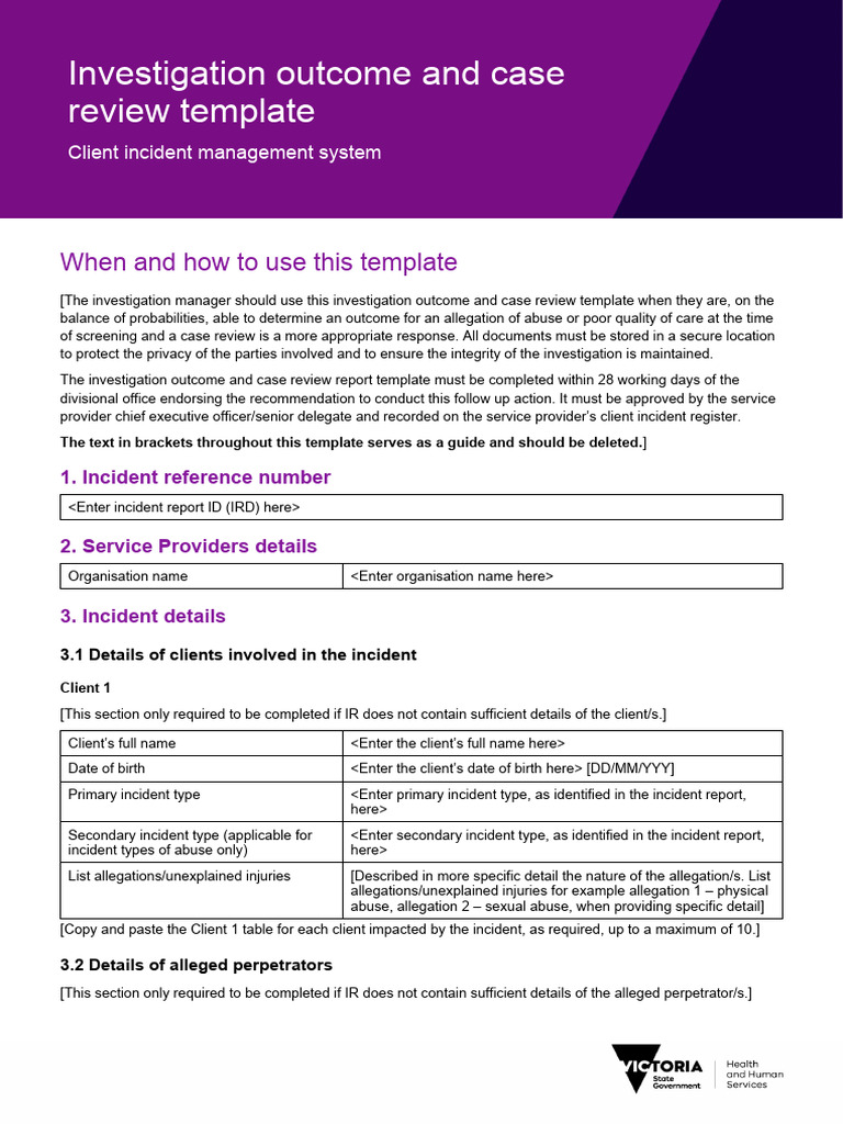 Investigation Outcome and Case Review Template | PDF | Conflict Of ...