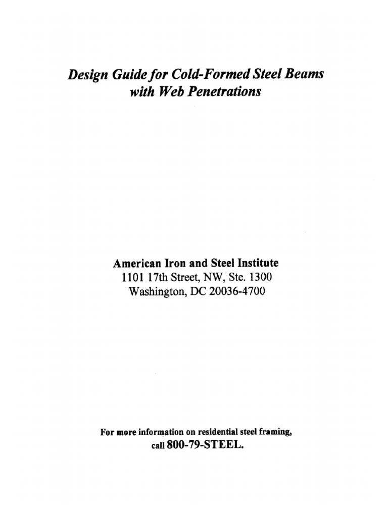 AISI - Design Guide For Cold-Formed Steel Beams With Web Penetrations ...