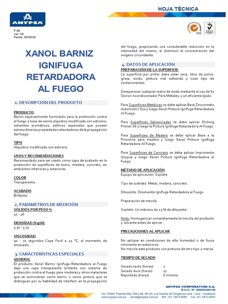 HT Xanol Barniz Ignifuga Retardadora Al Fuego Anypsa | Descargar gratis ...