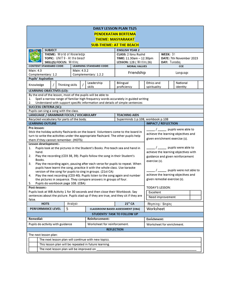 Pendidikan Bertema | PDF | Lesson Plan | Vocabulary