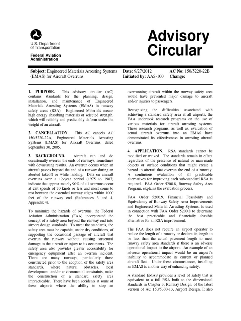 AC - 150 - 5220-22B - Engineered Materials Arresting Systems (EMAS) For ...