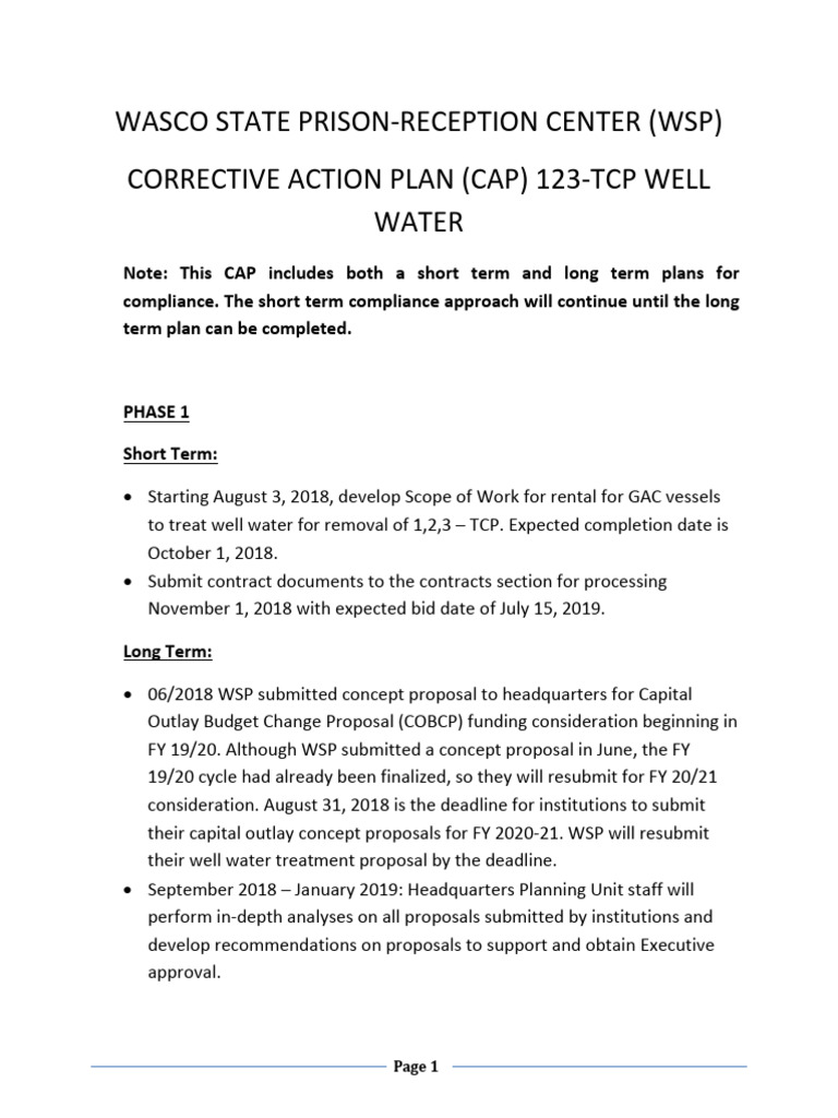 Wasco 2018 Revised Correction Plan | PDF | Government