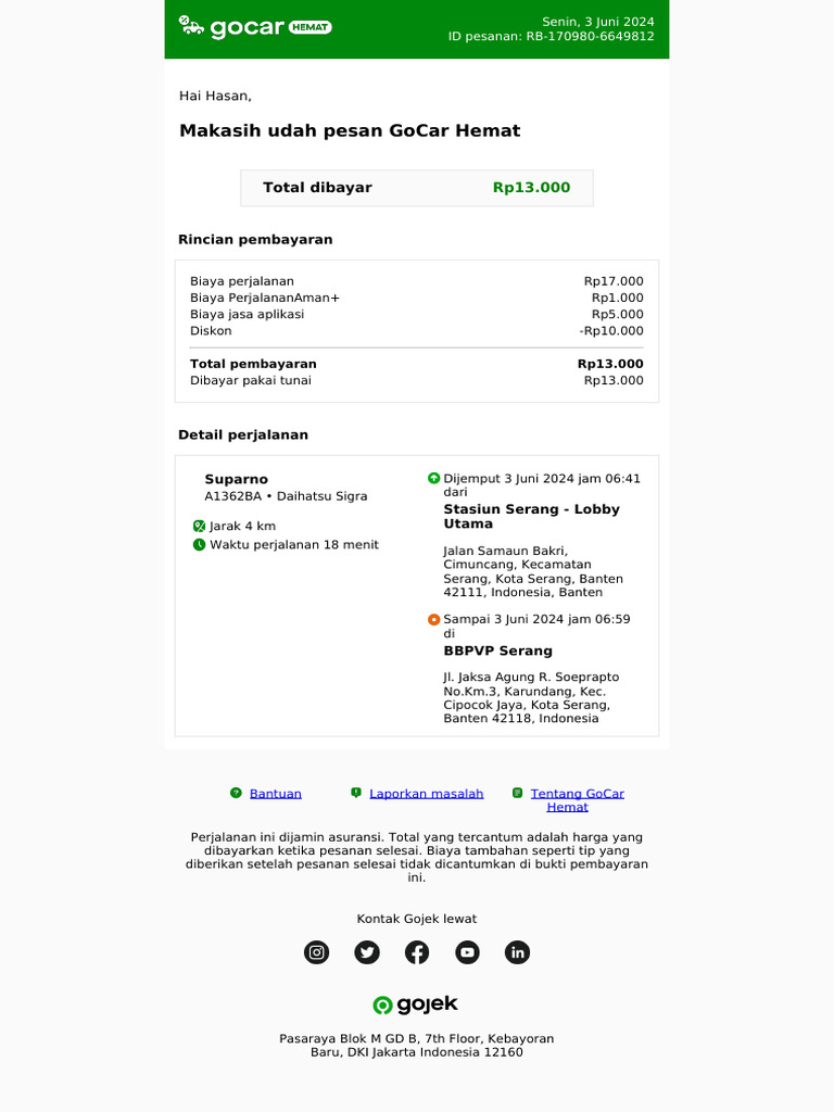 Contoh Template Gocar | PDF