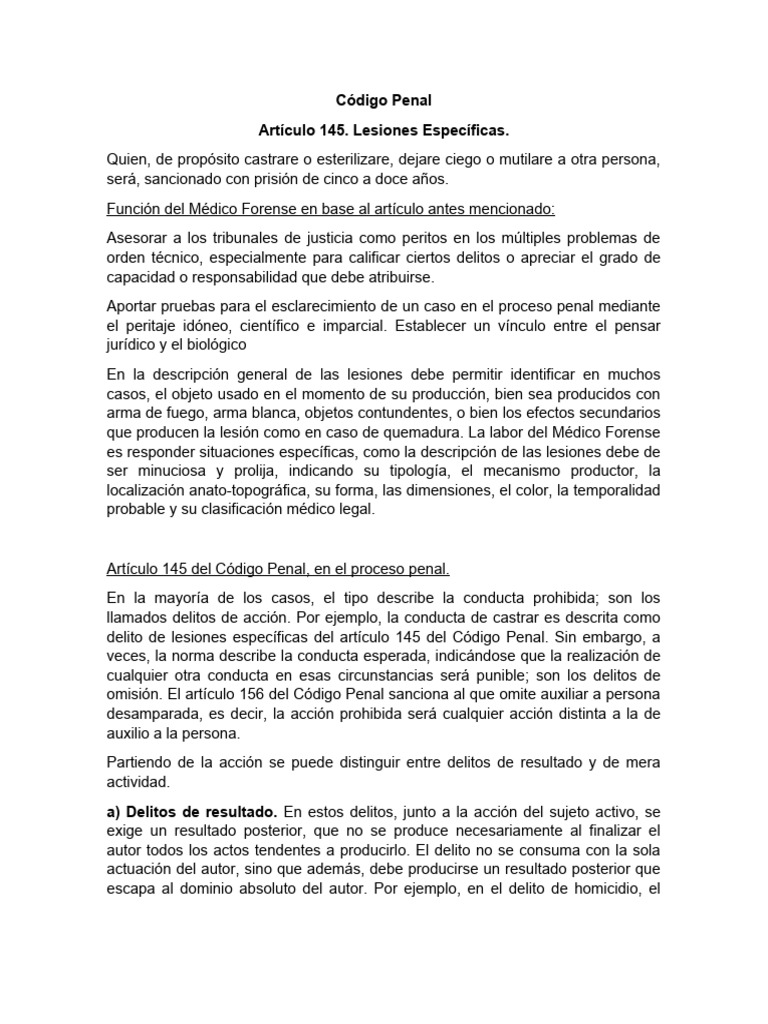 Lesiones Específicas en el Art. 145 CP | PDF | Testigo experto | Justicia