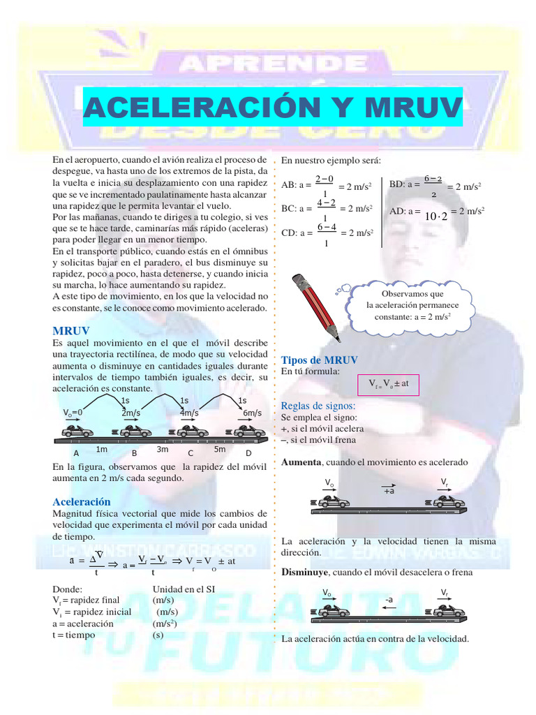Aceleración y MRUV | PDF | Aceleración | Velocidad
