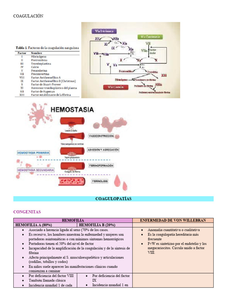 Coagulación y Plaquetas | PDF | Coagulación | Hemofilia