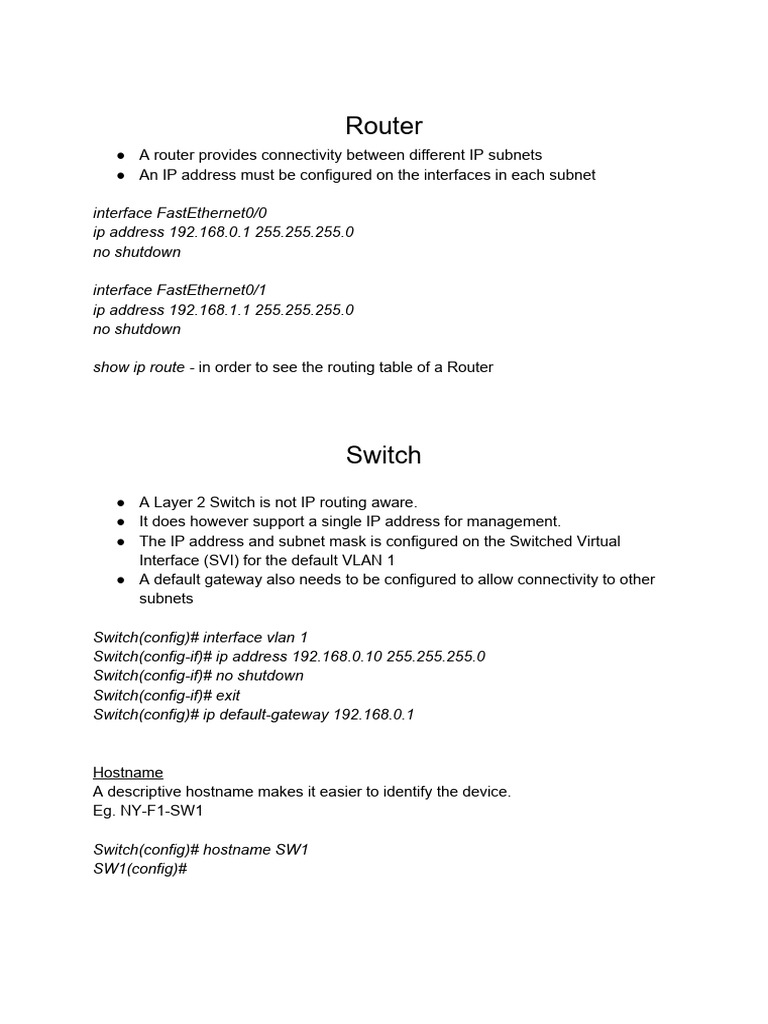 Configure Routers - Switches | PDF | Routing | Ip Address
