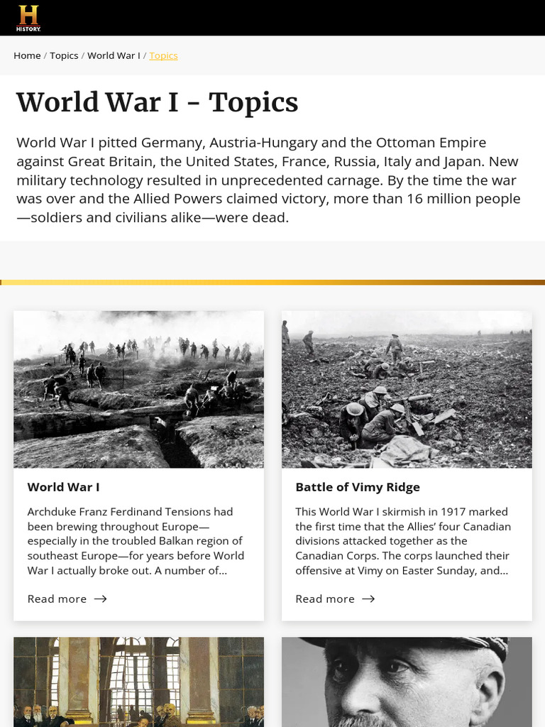 World War I - Topics | PDF | World War I | Allies Of World War I