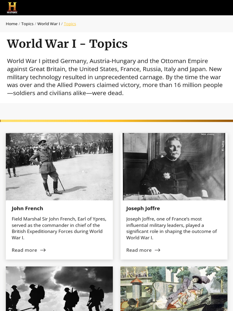 World War I - Topics | PDF | World War I | International Relations