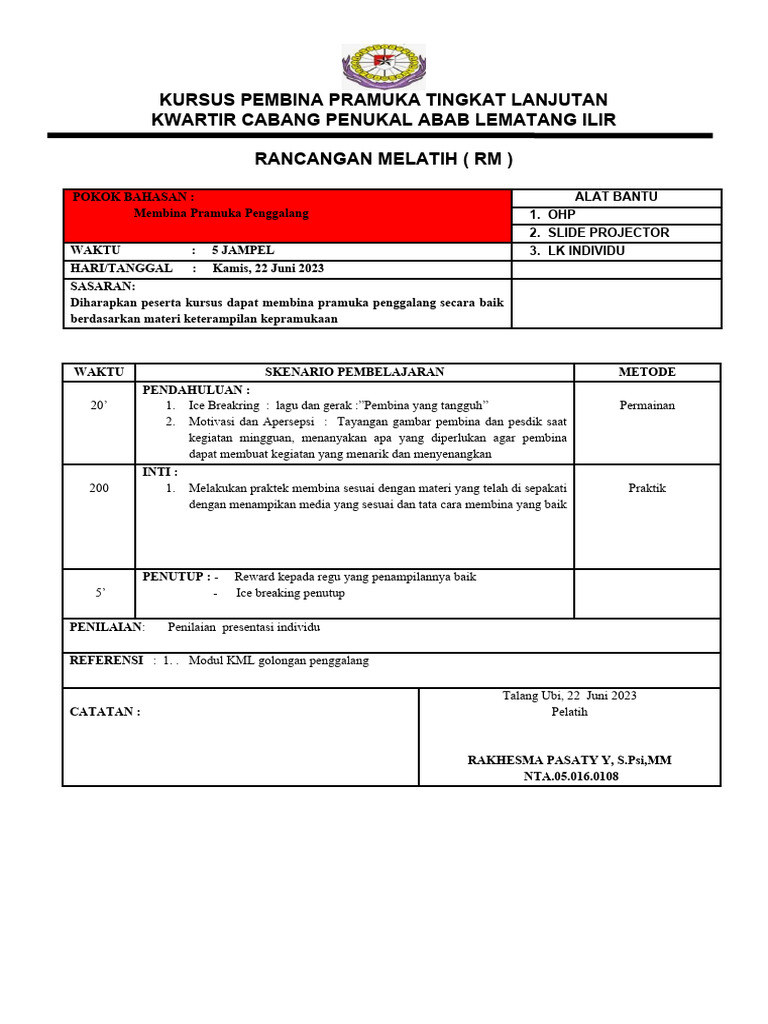 RM SKNR Membina Pramuka Penggalang | PDF