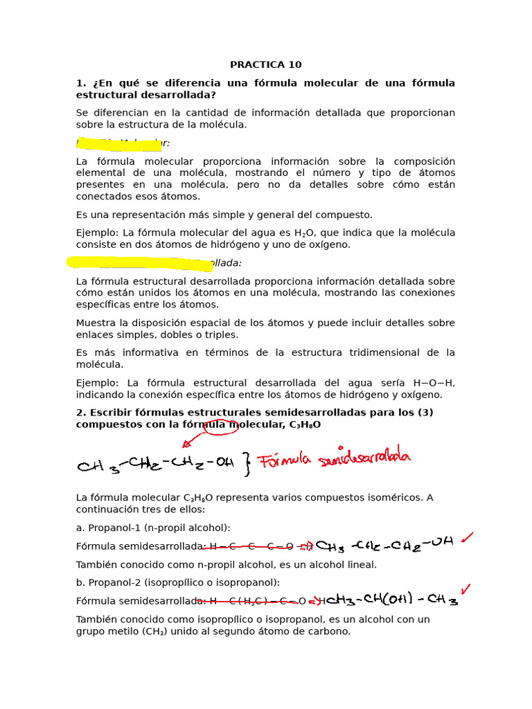Fórmulas Moleculares y Estructurales | PDF | Moléculas | Compuestos ...