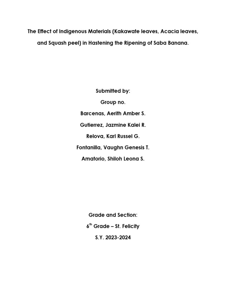 Title Page, Intro & Methodology Format | PDF | Banana | Fruit