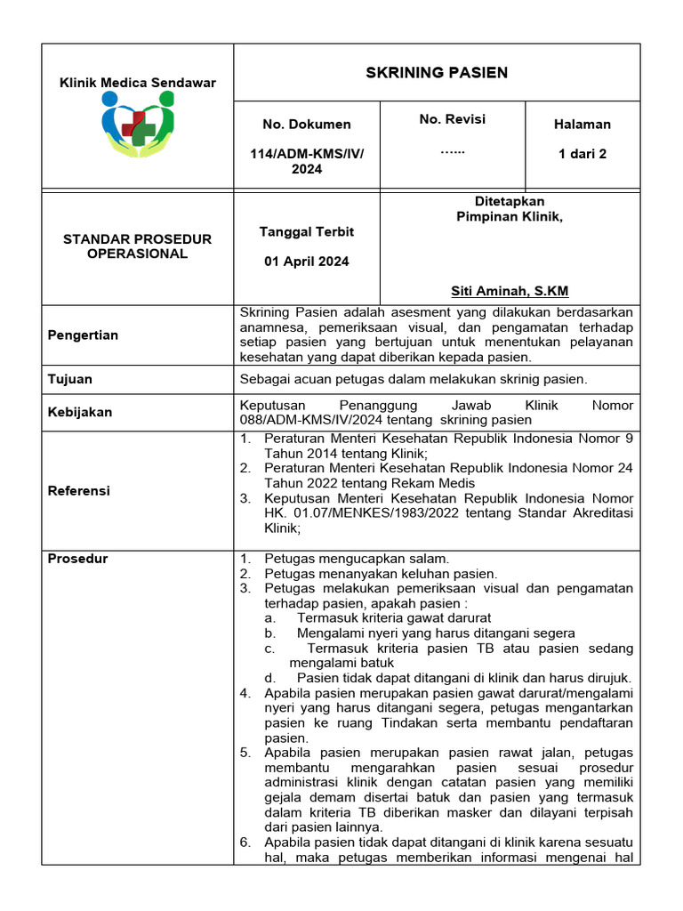 Spo Skrining Pasien | PDF