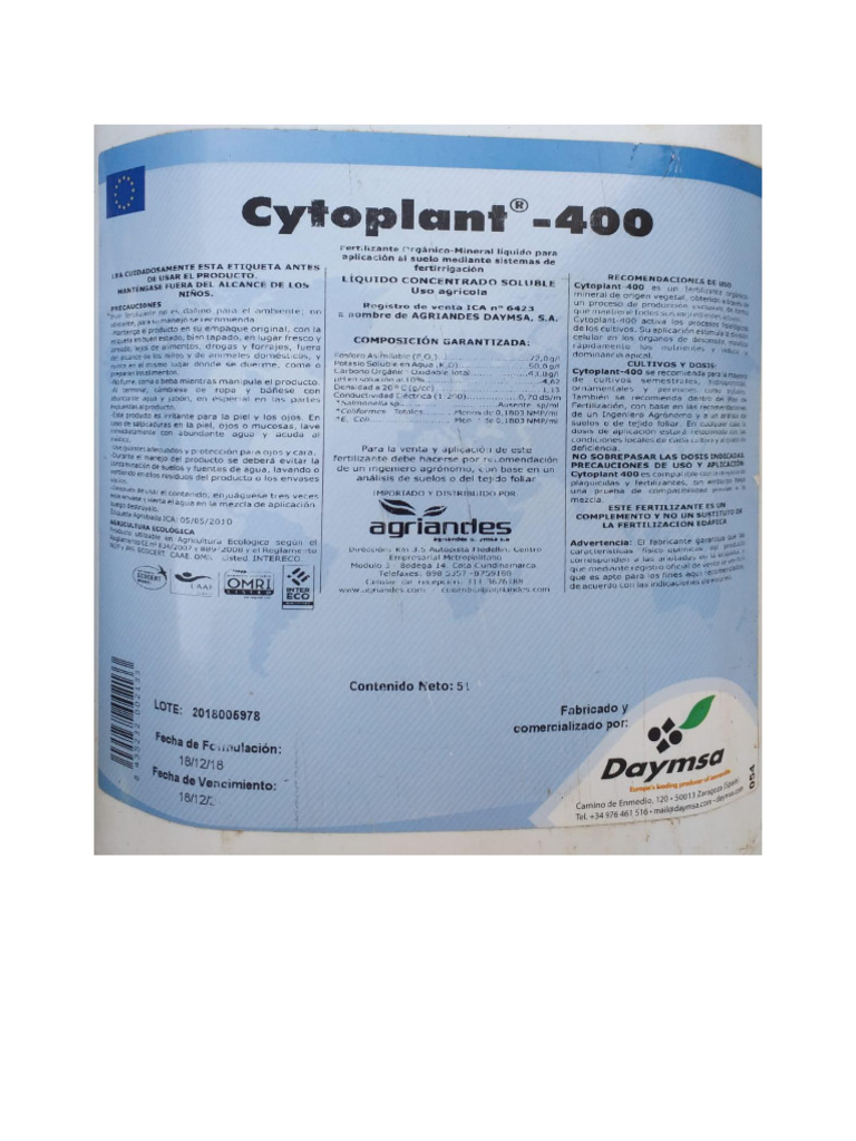 Etiqueta cytoplant | PDF