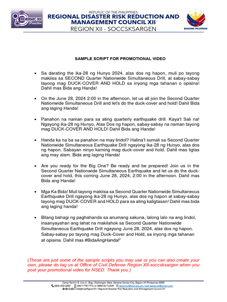 Sample Script NSED 2nd Quarter | PDF