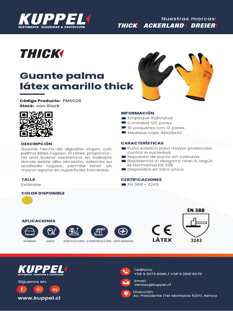 Ficha-Tecnica-Guante-Multiflex - Amarillo | PDF