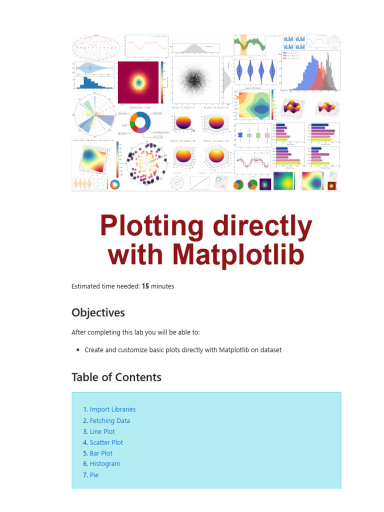 Plotting Directly With Matplotlib Objectives Pdf Histogram