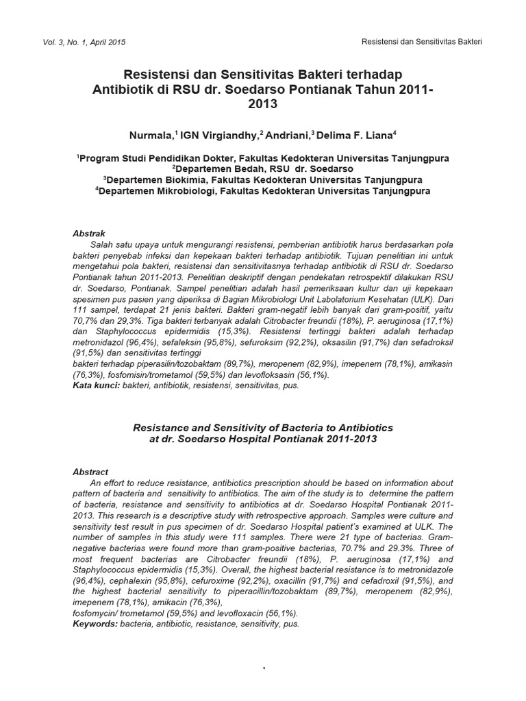 5resistensi Dan Sensitivitas Bakteri Terhadap Antibiotik Nurmala | PDF