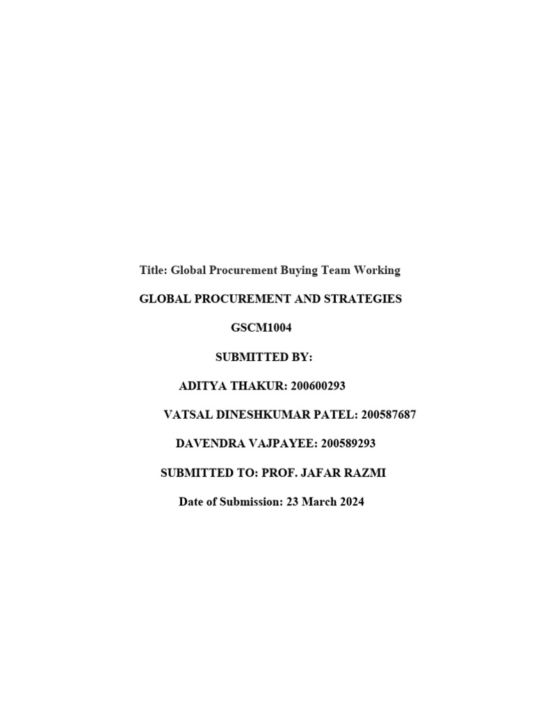 Global Procurement Report | PDF | Cargo | Brazil