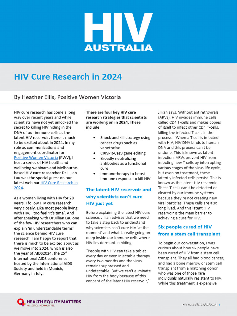 HIV Cure Research Advances in 2024 | PDF | Hiv | Management Of Hiv/Aids