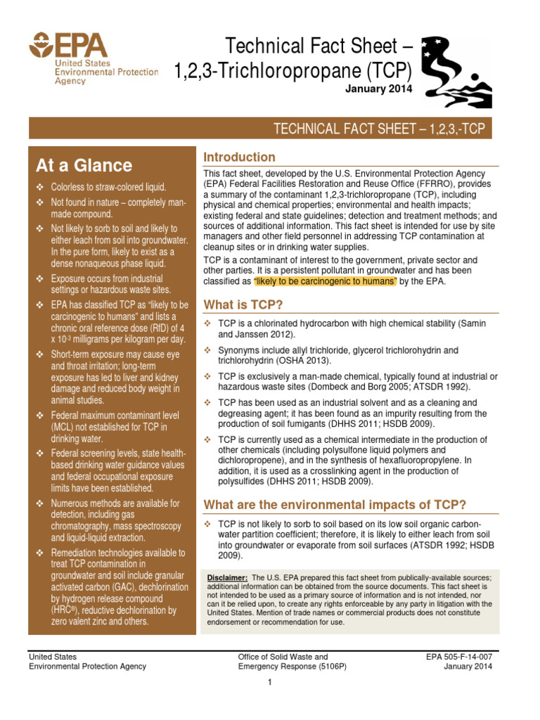 EPA 123-TCP Technical Fact Sheet | Download Free PDF | Environmental Remediation | Chemistry